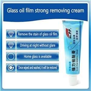 Car Glass Oil Film Cleaner - Glass Film Removal Cream with Sponge - Glass Oil Film Removing Paste - Car Windshield Oil Film Cleaner - Glass Stripper Water Spot Remover - Glass Oil Film Remover (2PCS)