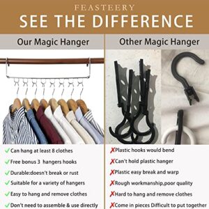 Magic Hangers Space Saving for Closet Organizer 6 Piece Stainless Steel Closet Space Saver Collapsible Hangers 8 Slots Cascading Hangers Upgraded Closet Storage for Heavy Clothes