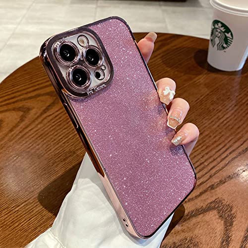 Fycyko Compatible with iPhone 13 Pro Case Glitter Luxury Cute Flexible Bling Cover Camera Protection Shockproof Phone Case for Women Girl Design for iPhone 13 Pro 6.1'' Pink