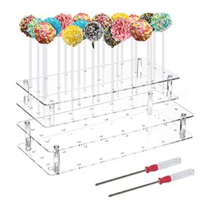 lioucbd 2 packs cake pop holder, clear acrylic cake pop stand with screwdrivers, 21 holes cake stand for cake pop maker, dessert stands for weddings baby showers parties anniversaries decoration