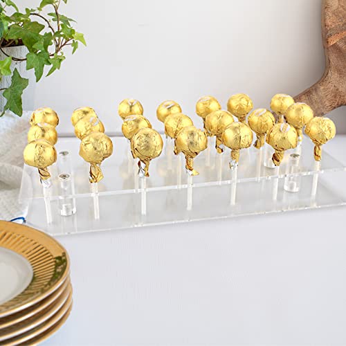 LIOUCBD 2 Packs Cake Pop Holder, Clear Acrylic Cake Pop Stand with Screwdrivers, 21 Holes Cake Stand for Cake Pop Maker, Dessert Stands for Weddings Baby Showers Parties Anniversaries Decoration