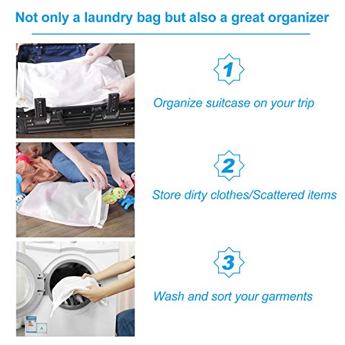 GOGOODA Set of 5 Mesh Laundry Bags,3 Medium Fine Mesh Laundry Bags and 2 Large Delicates Wash Bags