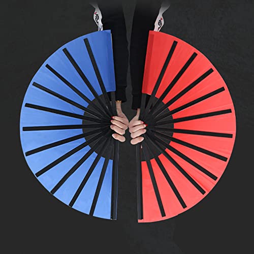 Gionforsy 4pcs Clap Fan Fabric Large Folding Fan Chinese Tai Chi Fan Set Decorative Folding Hand Fan for Festival Dance Party (Royal Blue)