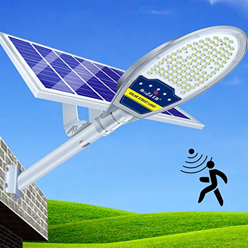 DetarZinLED Solar Street Lights Outdoor Waterproof,300W 6500K Street Lights Solar Powered,Dusk to Dawn Solar Parking Lot Lights Commercial,Motion Sensor LED Street Lights for Garage,Barn,Yard