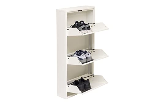 Mabel Home Modern 3 & 4 & 5 Drawer Shoe Cabinet, 3-4-5 Tier Shoe Rack Storage Organizer (3 Tier, White)