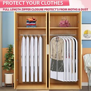 ToniGram 60" Clear Garment Bags for Hanging Clothes - 5 Pcs Moth Proof Dress Bags for Gowns Long Dresses - Hanging Garment Bag Suit Bags for Closet Storage - Hanging Clothes Storage Bag - 4" Gussetes