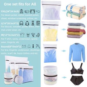 GOGOODA Set of 13 Mesh Laundry Bags, 11 Square Delicates Wash Bags and 2 Round Bra/Sock Wash Bags