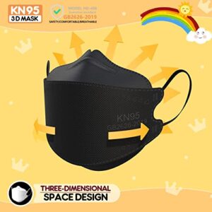 KIMARS Kids KN95 Face Masks for Children 100 Pack, Breathable Comfortable and Disposable KN95 Mask, Black