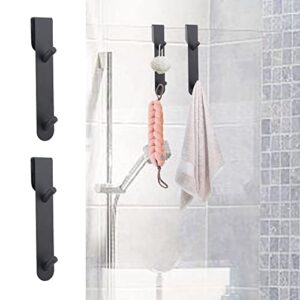 PXRJE Extended Shower Door Hooks 2 Pack (7.09 Inch), Over The Door Towel Hooks for Frameless Glass Shower Door, Stainless Steel Shower Hooks for Loofah, Robe(Black)