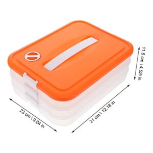 YARNOW 3 Layer Dumpling Freezer Box Refrigerator Dumpling Storage Box Fresh- Keeping Food Storage Containers with Lid for Home Kitchen Refrigerator Orange