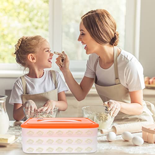 YARNOW 3 Layer Dumpling Freezer Box Refrigerator Dumpling Storage Box Fresh- Keeping Food Storage Containers with Lid for Home Kitchen Refrigerator Orange