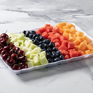 Plastic Serving Trays 9" X 13" Rectangle Serving Platters 4-Pack White Party Tray Durable Serving Platter - Disposable Serving Food Tray - Rectangular Cake, Fruit, Cookie Tray - Posh Setting