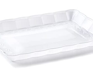 Plastic Serving Trays 9" X 13" Rectangle Serving Platters 4-Pack White Party Tray Durable Serving Platter - Disposable Serving Food Tray - Rectangular Cake, Fruit, Cookie Tray - Posh Setting