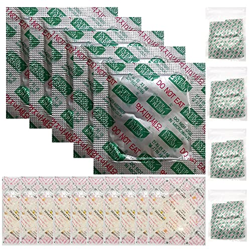 Delatank 2000cc Oxygen Absorbers Food Storage for Long Term Food Storage - (10 X Vacuum PACKS OF 4) 10g Silica Gel Packs Desiccant (10 X Vacuum PACKS OF 1)