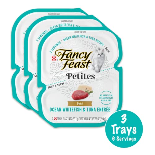 Pampered Pet Essentials Fancy Feast Petites Wet Cat Food Variety 5 Flavor Pack (30 Servings) - Bundled with Writing Cat Pen (Pate)