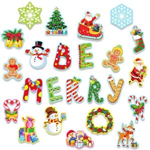 75 pcs christmas classroom bulletin board xmas cutouts winter decorations xmas tree santa snowman stocking gingerbread cardboard paper cutout for holiday winter classroom school home decor