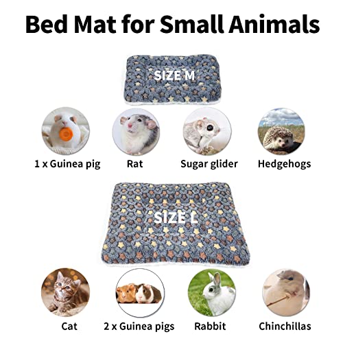 2 Packs of Square Plush Guinea Pig Bed and 1 Small Animals Playpen (Size L), Cozy Hamsters Sugar Glider Hedgehog Sleep Bed, Rabbit Cage Accessories Mat