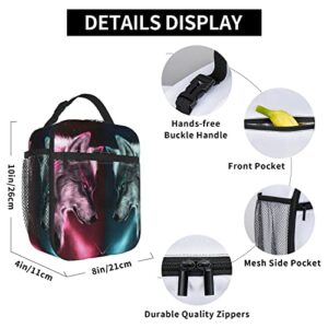 3D Two Wolf Lunch Box Insulated Food Container Meal Bag Lunch Bag For Teen Boys Girls Men Women School Work Travel Picnic