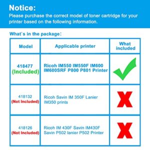 LCL Compatible Toner Cartridge Replacement for Ricoh 418477 IM550 IM550F IM600 IM600SRF P800 P801 High Yield IM550 IM550F IM600 IM600SRF P800 P801 Printer (1-Pack Black)