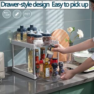 2 TierUnder Sink Organizer, Kitchen Organizers & Storage, 2-Tier Organizer with Clear Sliding Baskets & Pull Out Drawer, Under Cabinet Storage for Office,Kitchen,Bathroom,Sink Storage Rack, (X-Large)