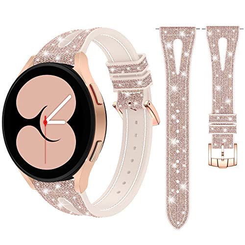 Goton Bling Silicone Band for Samsung Galaxy Watch 6 Band 40mm 44mm/Galaxy Watch 6 Classic Band 43mm 47mm/Galaxy Watch 5 & 4 Band 40mm 44mm, 20mm Women Glitter Wristband Accessories