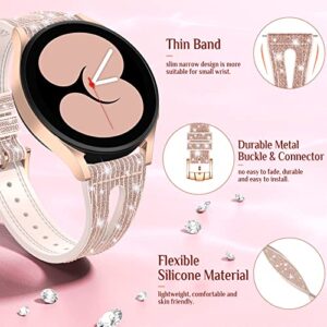 Goton Bling Silicone Band for Samsung Galaxy Watch 6 Band 40mm 44mm/Galaxy Watch 6 Classic Band 43mm 47mm/Galaxy Watch 5 & 4 Band 40mm 44mm, 20mm Women Glitter Wristband Accessories