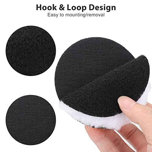 7 PCS 4 Inch Synthetic Wool Polishing Buffing Pad, Polishing Buffing Wheel with Hook & Loop Back for Drill Buffer Attachment with M10 Drill Adapter Car Buffer Polisher Kit for Car Polishing, Waxing