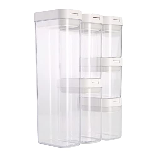 Gurislife Airtight Food Storage Containers Set of 6(Contains 3 sizes),Kitchen Pantry Organization BPA Free Plastic Cereal Containers Storage with Easy Lock Lids,0.4Lx3pc/0.7Lx2pc/1.5Lx1pc