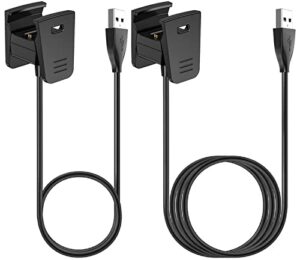 [2-pack] charger cable compatible with fitbit charge 2, replacement usb charging cradle dock stand cable for smart watch fitbit charge 2(3.3 ft/1.6ft)