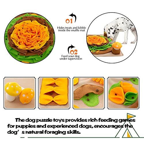 Meilzer Pet Snuffle Mat for Dogs Hedgehog Puzzle Toy Large Sniffing Mat with Squeaky Mushrooms Portable Indoor/Outdoor Digging Mat for Foraging Skills & Stress Relief