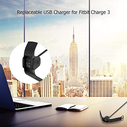 [2-Pack] Charger Cable Compatible with Fitbit Charge 3/Charge 4, Replacement USB Charging Cradle Dock Stand Cable for Smart Watch Fitbit Charge 3/Charge 4(3.3 ft/1.6ft)