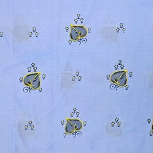 Peegli Indian Vintage Blue Silk Blend DIY Fabric Casual Dress Material Printed Textile