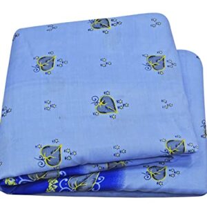 Peegli Indian Vintage Blue Silk Blend DIY Fabric Casual Dress Material Printed Textile