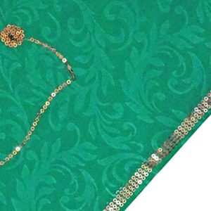 Peegli Indian Vintage Green Cloth Georgette DIY Fabric Traditional Dress Sequins Textile