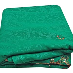 Peegli Indian Vintage Green Cloth Georgette DIY Fabric Traditional Dress Sequins Textile