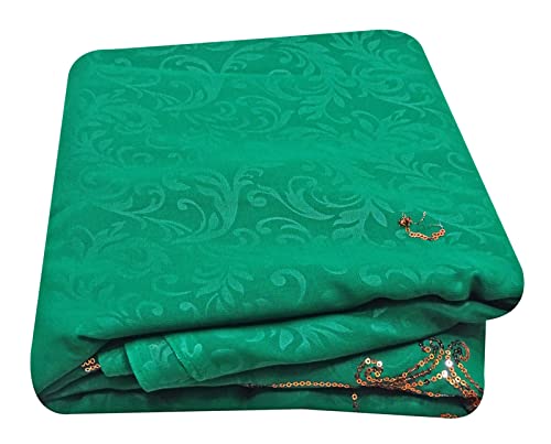 Peegli Indian Vintage Green Cloth Georgette DIY Fabric Traditional Dress Sequins Textile