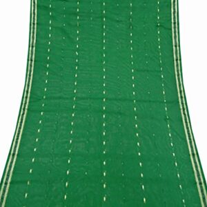 Peegli Indian Vintage Green Cloth Georgette DIY Fabric Traditional Dress Material Woven Textile