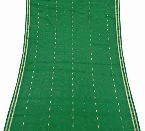 Peegli Indian Vintage Green Cloth Georgette DIY Fabric Traditional Dress Material Woven Textile