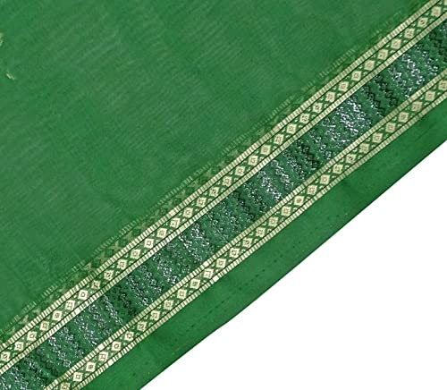 Peegli Indian Vintage Green Cloth Georgette DIY Fabric Traditional Dress Material Woven Textile