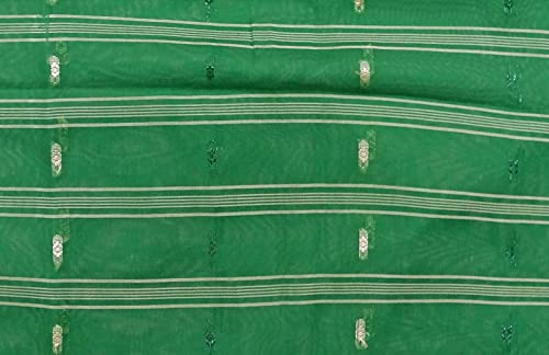 Peegli Indian Vintage Green Cloth Georgette DIY Fabric Traditional Dress Material Woven Textile