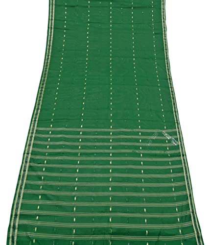 Peegli Indian Vintage Green Cloth Georgette DIY Fabric Traditional Dress Material Woven Textile