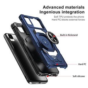 for TCL 30Z Case, with Tempered Glass Screen Protector Heavy Duty Protection Technology Built-in Kickstand Rugged Shockproof Protective Phone Case for Alcatel TCL 30Z 30 Z 4G LTE T602DL,(Blue)