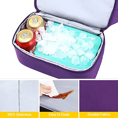 MIER Dual Compartment Lunch Bag for Women Insulated Lunch Box, Small Lunch Tote with Shoulder Strap for Work, Purple