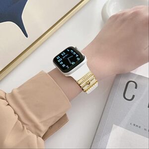 5Pcs Charms for Apple Watch band 41mm 45mm 40mm 44mm 38mm 42mm Women,Diamond+Metal Jewelry Decorative Ring Loops For iWatch series 8 7 6 5 4 3 2 se,Galaxy watch 5/4,Silicone strap Charm Accessories