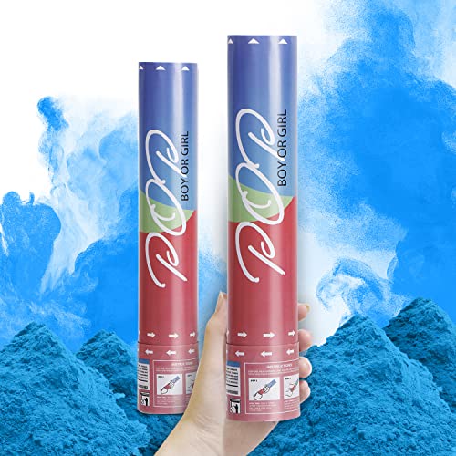 Gender Reveal Powder Cannon Poppers,YESHOW Blue Smoke Baby Boy for Gender Reveal Party Supplies Decorations(2 Pack)