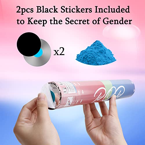 Gender Reveal Powder Cannon Poppers,YESHOW Blue Smoke Baby Boy for Gender Reveal Party Supplies Decorations(2 Pack)