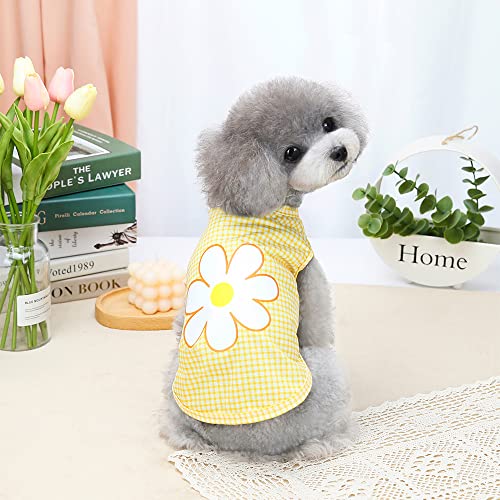 3 Pcs Tikwek Dog Clothes for Small Dogs Girl, Puppy Sleeveless Vest，Summer Pet Outfits, Printed Dog T-Shirts，Cute Cool Sweatshirt(flower2,M)