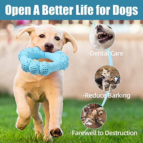 NVTED Dog Squeaky Toys Dog Chew Toy, Aggressive Chewers Squeaky Balls Throwing Ring Pet Puppy Safety Teething Ball Toys Natural Rubber Squeaky Dog Toy for Large Dogs