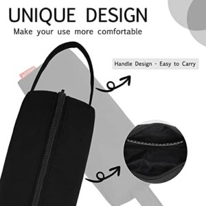 Fmeida Black Pencil Case Large Capacity Pencil Bag with Handle Pencil Cases Zipper Portable Pencil Storage Pouch Bag Pen Holder Minimalist Stationery Organizer for College Office Supplies