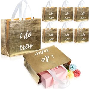 chengu 8 pieces bridesmaid, i do crew bachelorette bags for wedding day bachelorette party bridal party favor team bride bridal shower gift bag(gold)